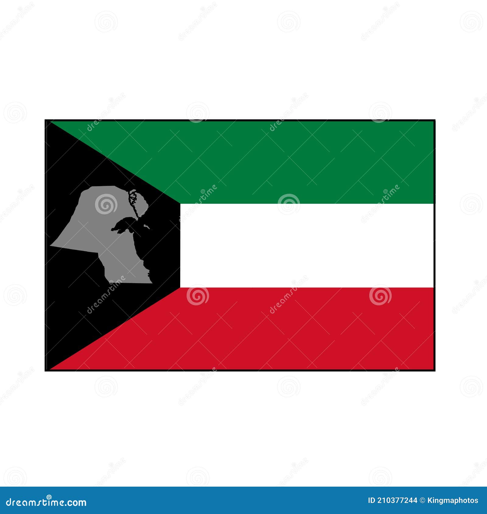 Kuwait Flag Rectangle with Map within on Isolated White for Middle East ...