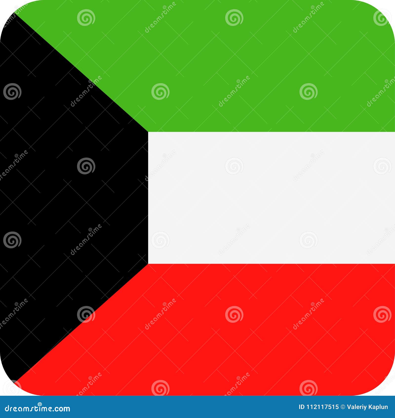 Kuwait Flag Vector Square Flat Icon Stock Illustration - Illustration ...