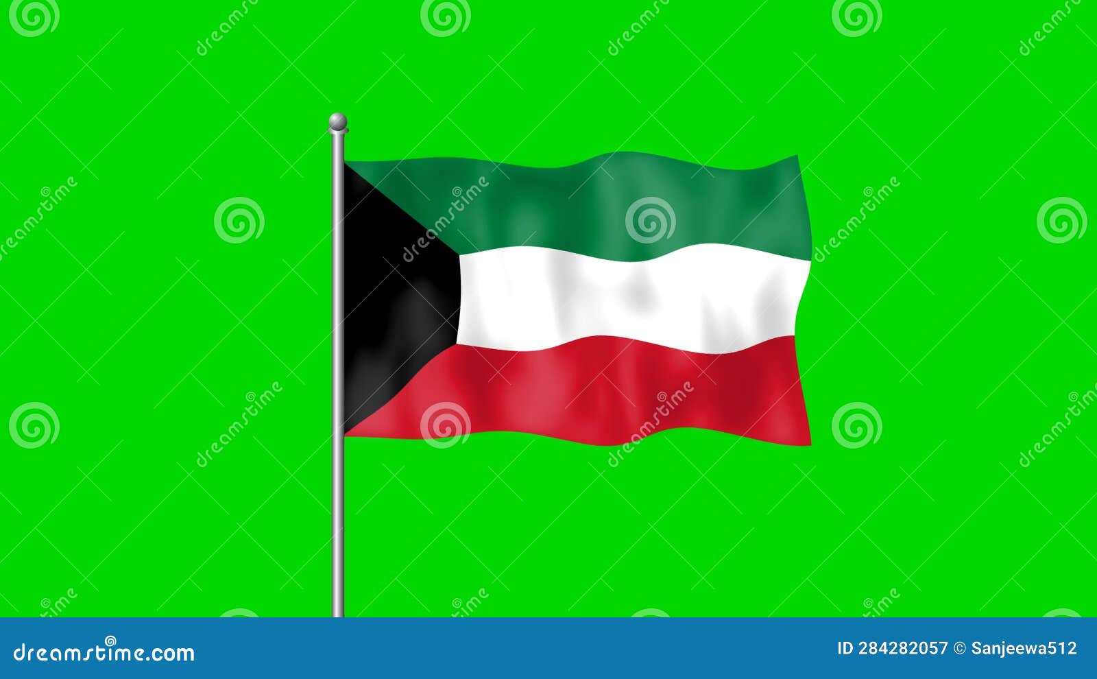 Kuwait Flag Waving in the Wind on Green Screen Footage Background. 4k ...