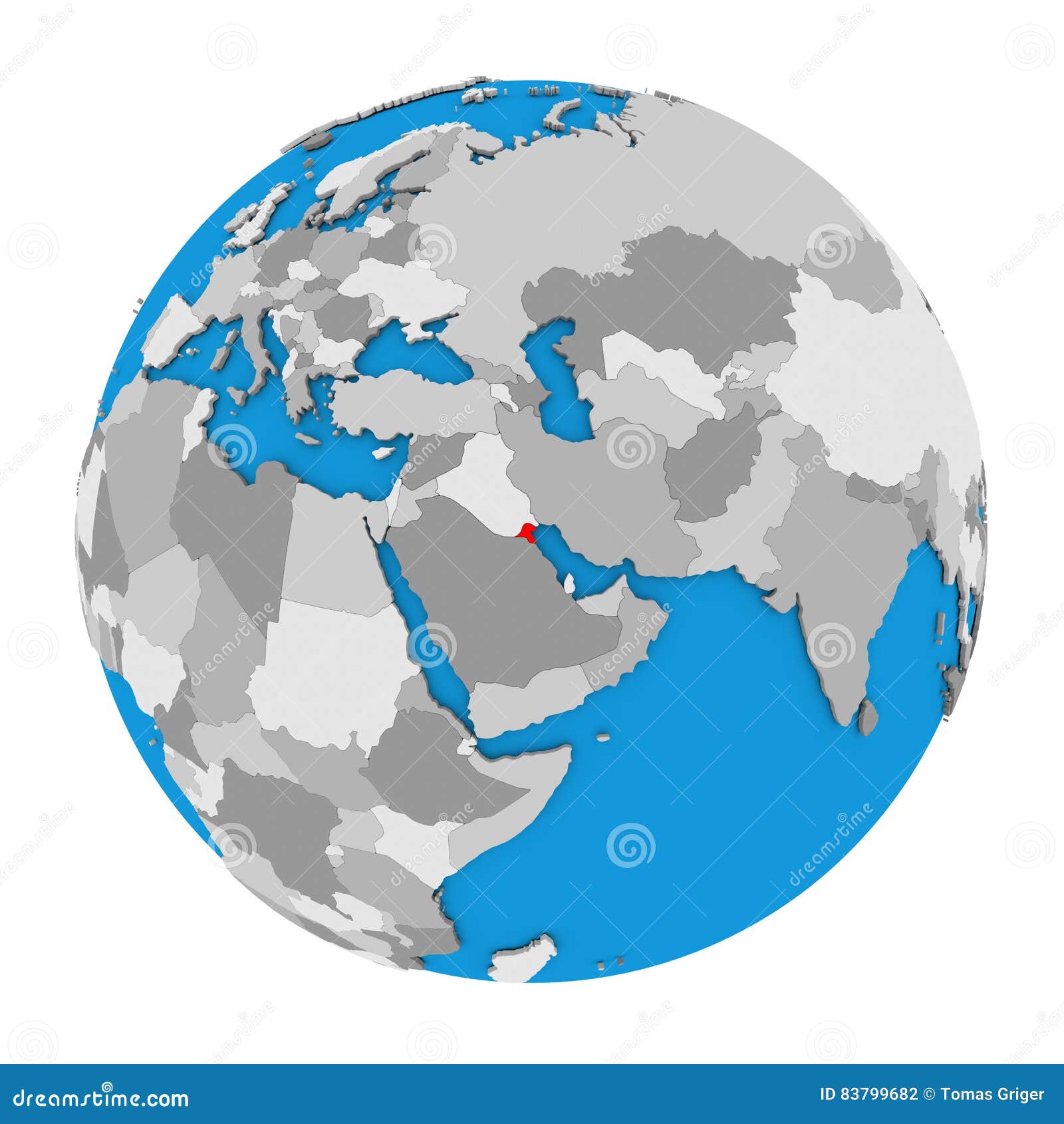 Kuwait on globe stock illustration. Illustration of white - 83799682
