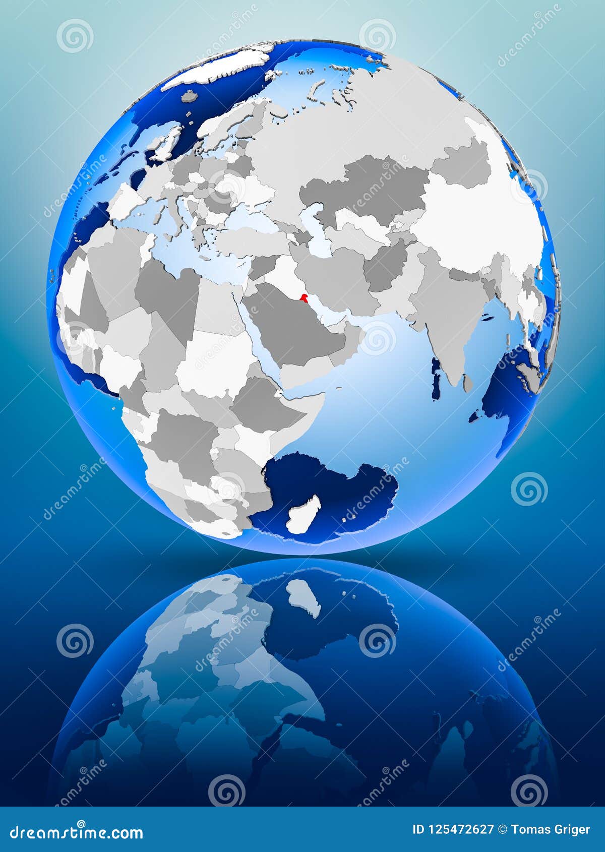 Kuwait on globe stock illustration. Illustration of sphere - 125472627