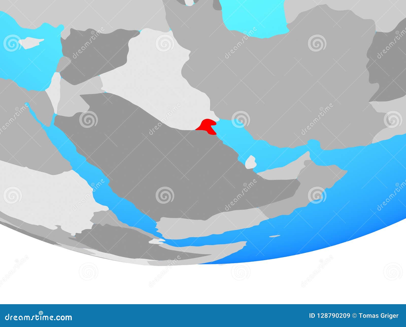 Kuwait on globe stock illustration. Illustration of asia - 128790209