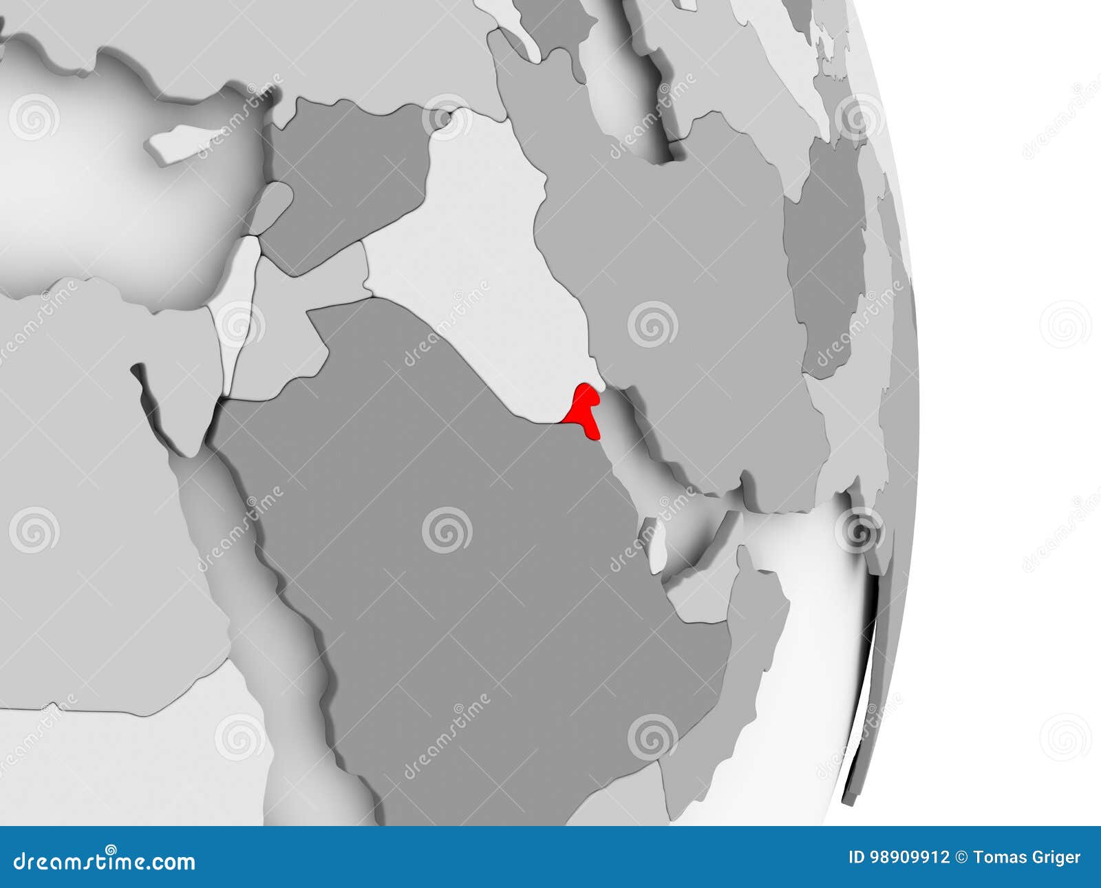 Kuwait on Grey Political Globe Stock Illustration - Illustration of ...