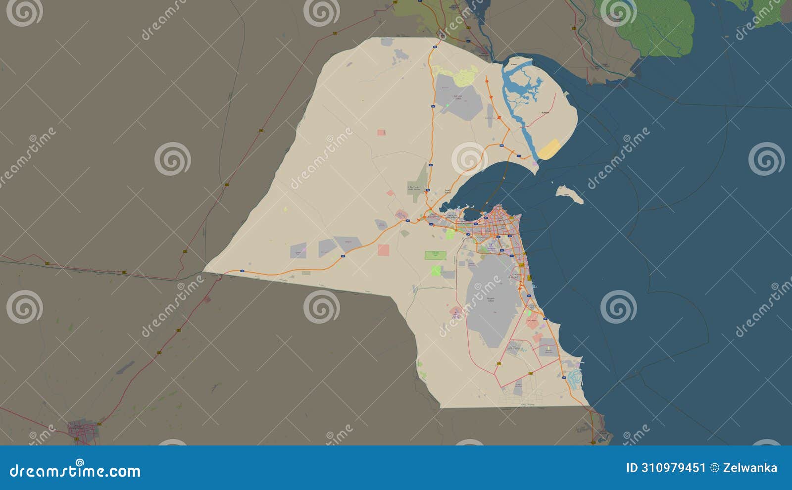 Kuwait Highlighted. Topo German Stock Illustration - Illustration of ...