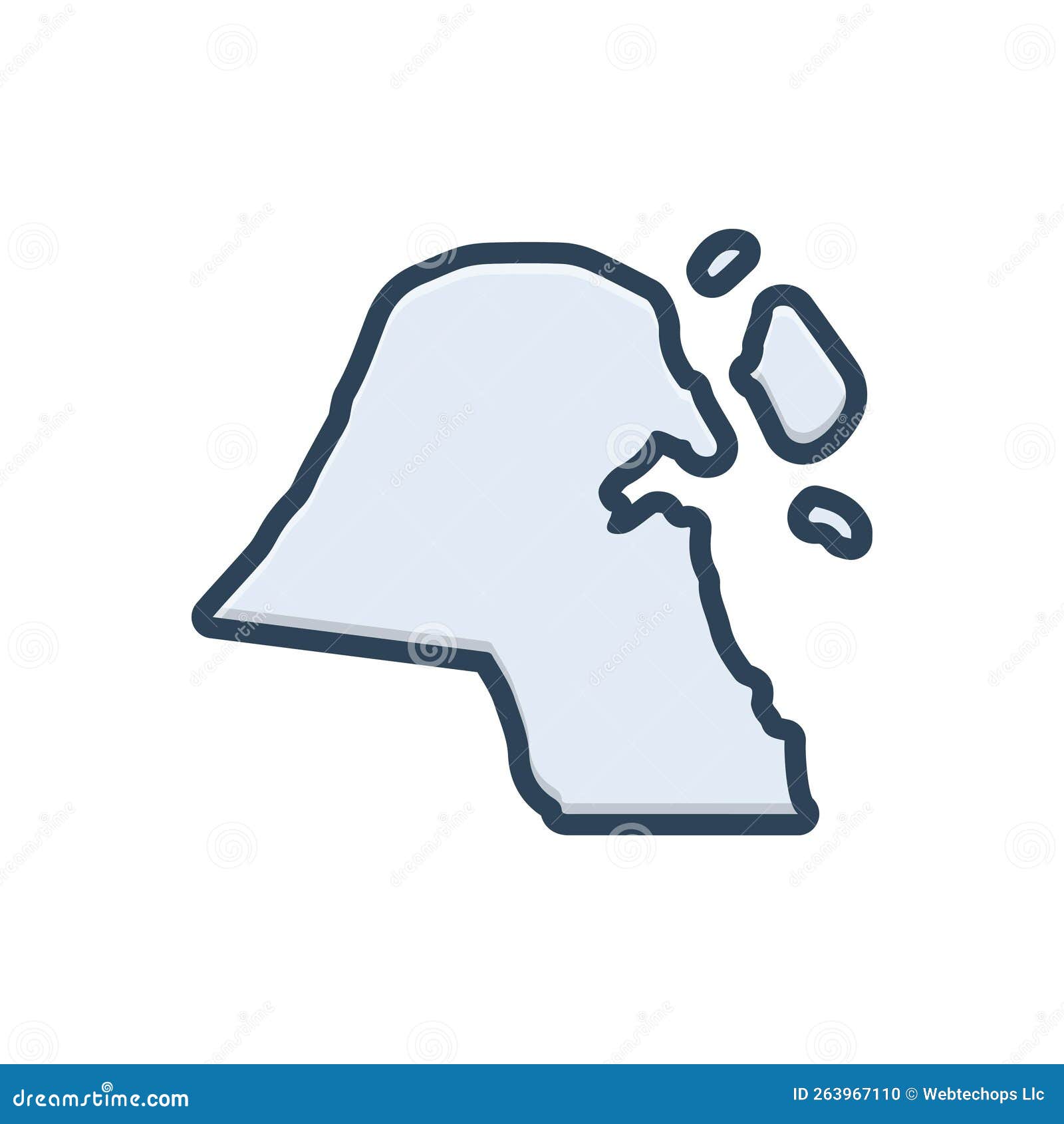 Color Illustration Icon for Kuwait, Map and Location Stock Illustration ...