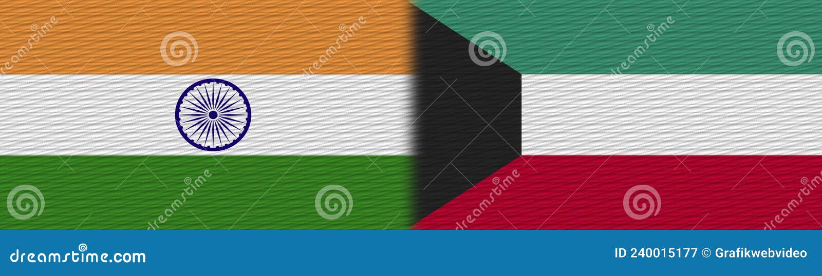 Kuwait And India. Kuwaiti And Indian Flags. Official Colors. Correct ...