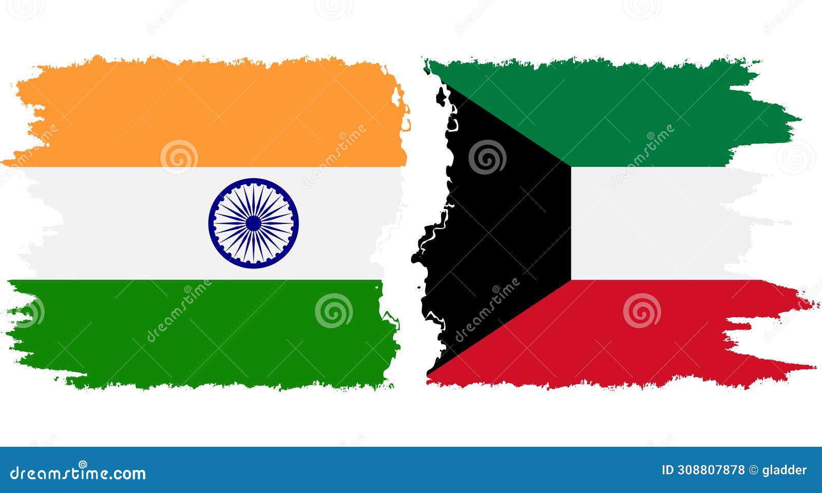 Kuwait and India Grunge Flags Connection Vector Stock Vector ...