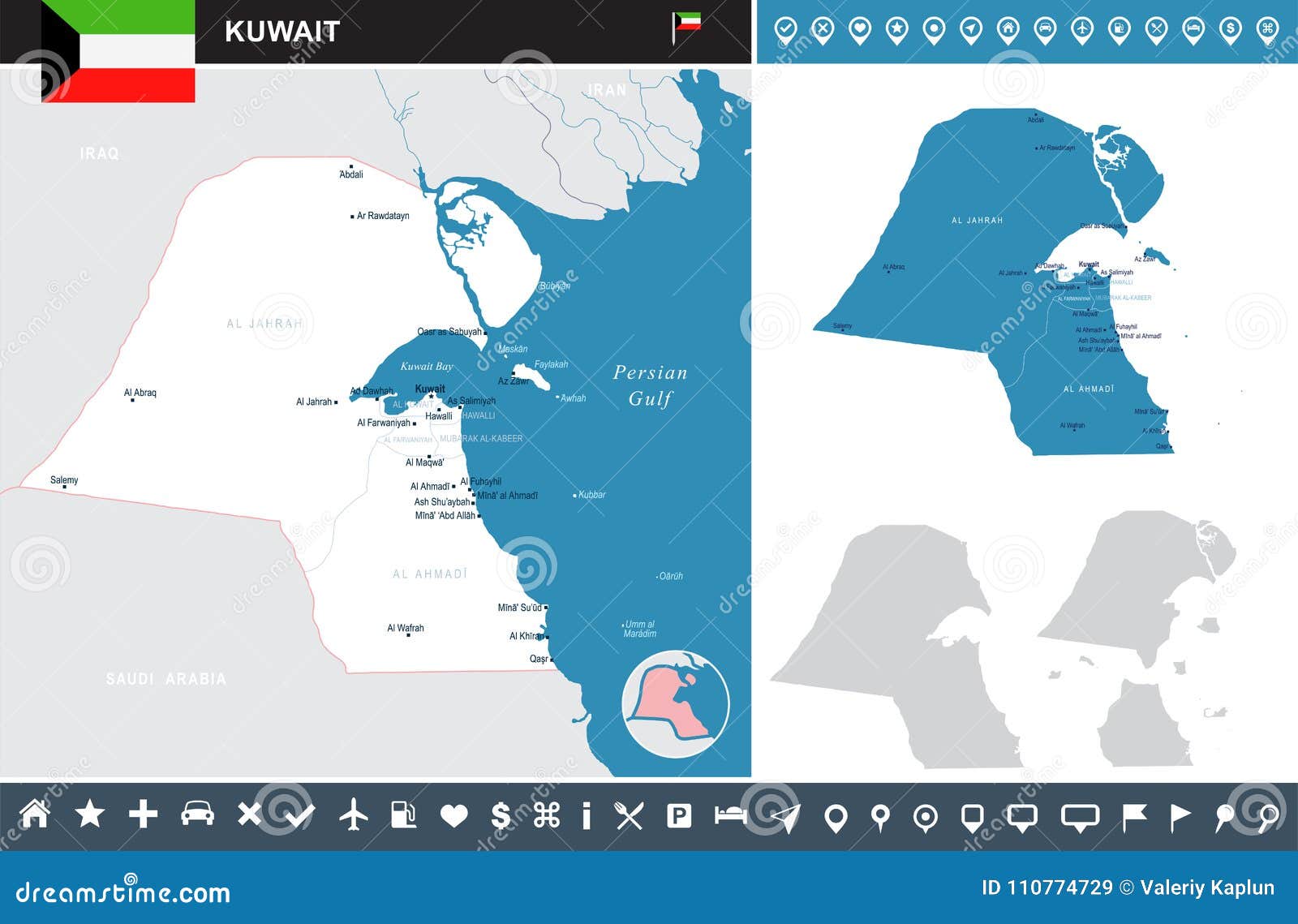 Kuwait - Infographic Map - Detailed Vector Illustration Royalty-Free ...