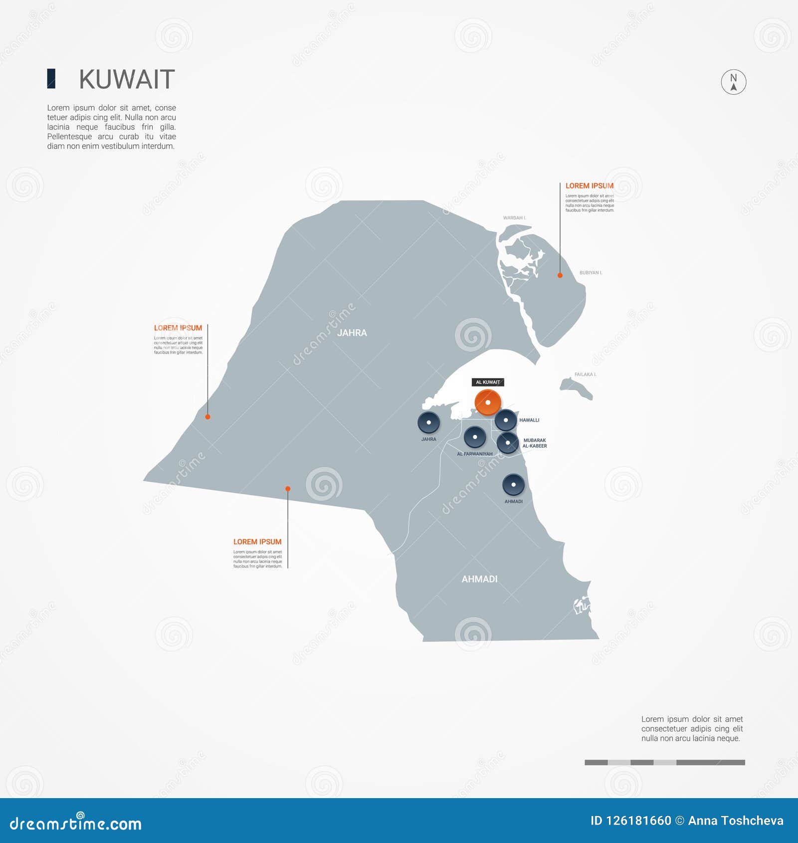Kuwait Infographic Map Vector Illustration. Stock Vector - Illustration ...