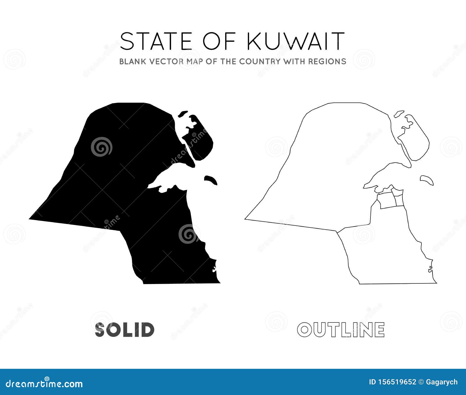 Kuwait map. stock vector. Illustration of outline, high - 156519652