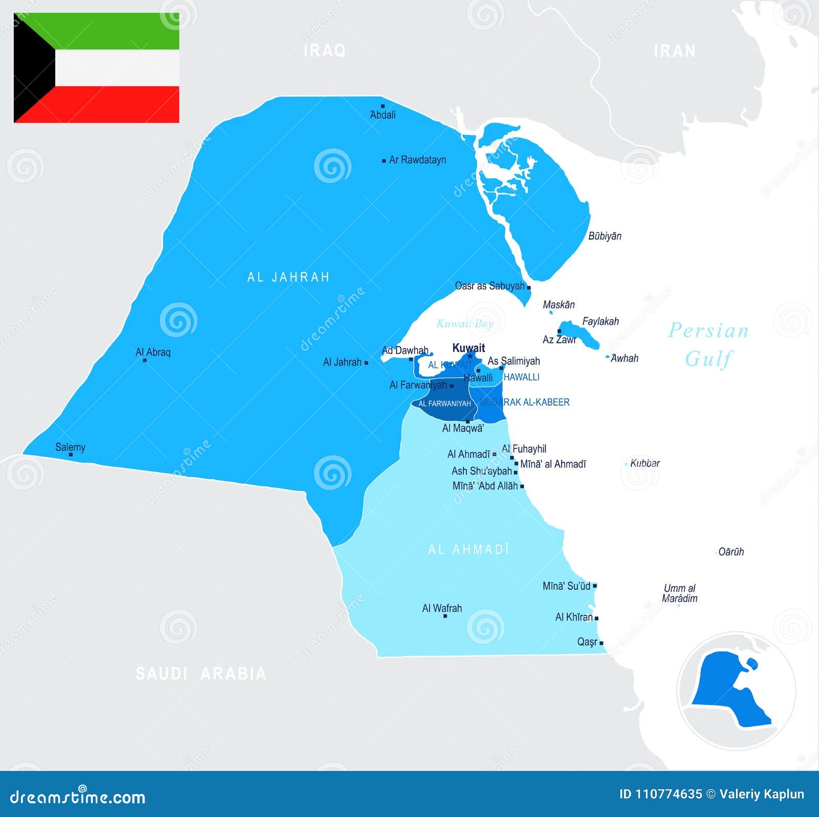 Kuwait Map - Info Graphic Vector Illustration Stock Illustration ...