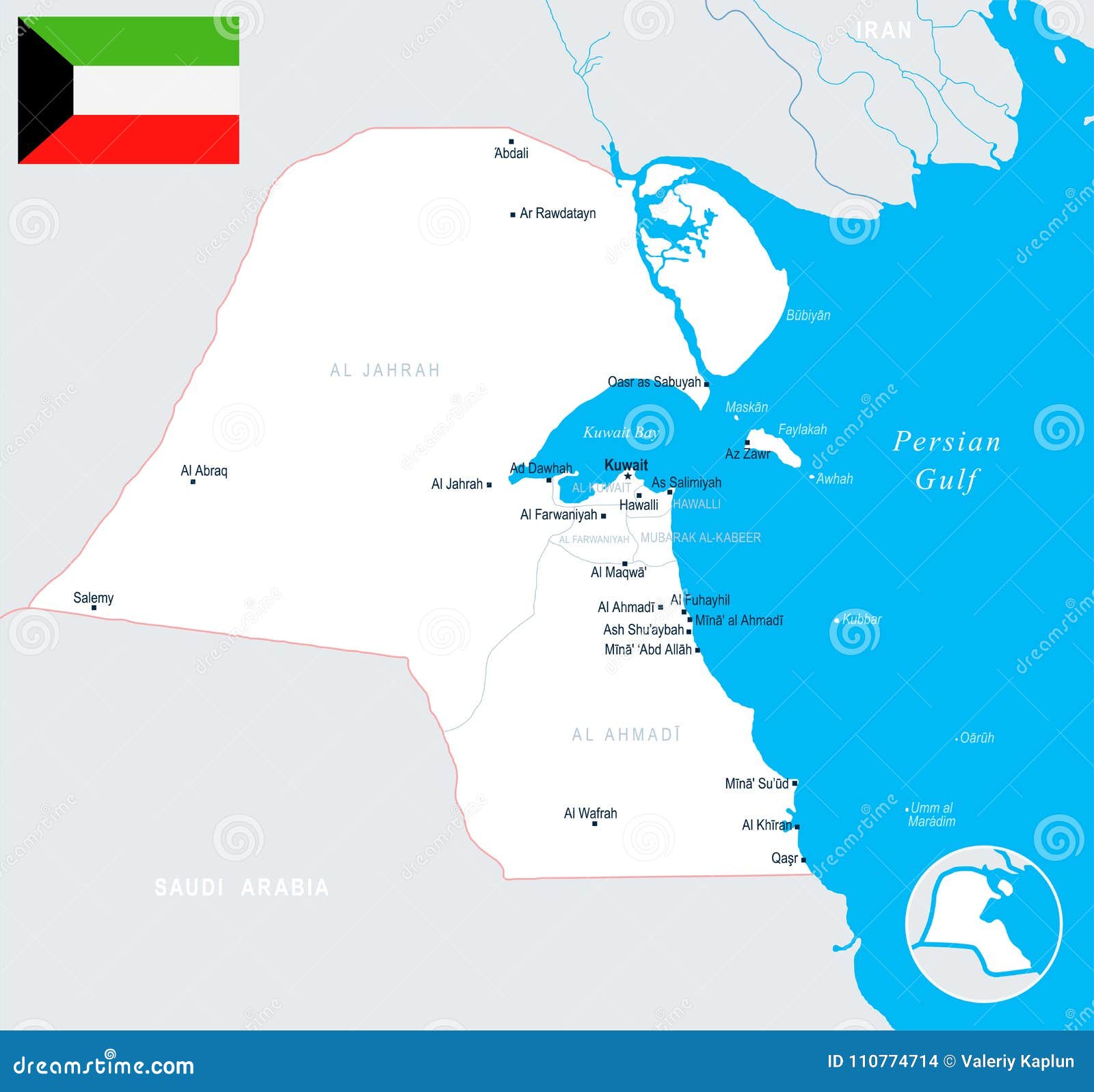 Kuwait Map - Detailed Vector Illustration Stock Illustration ...