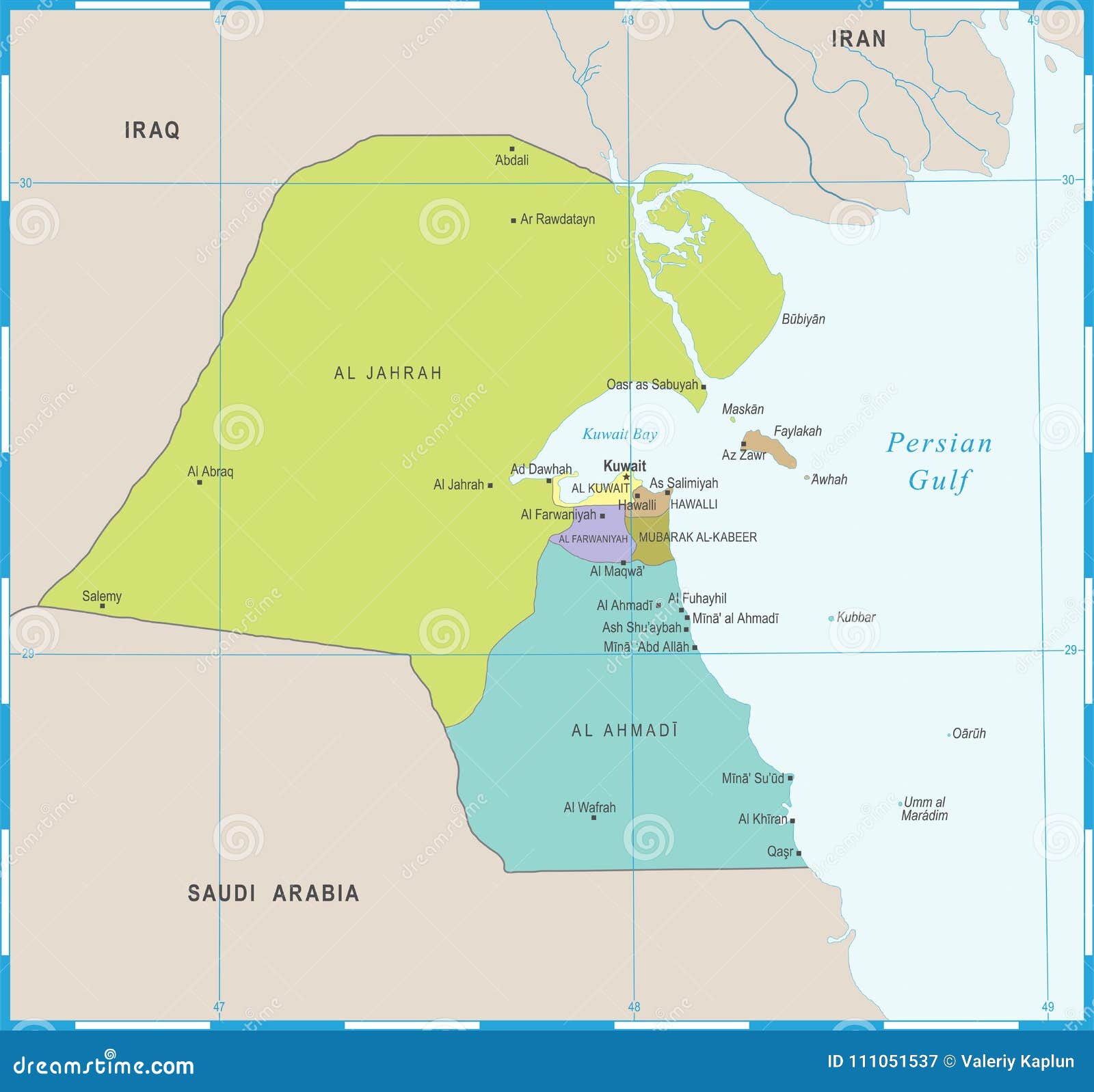 Kuwait Map - Detailed Vector Illustration Stock Illustration ...
