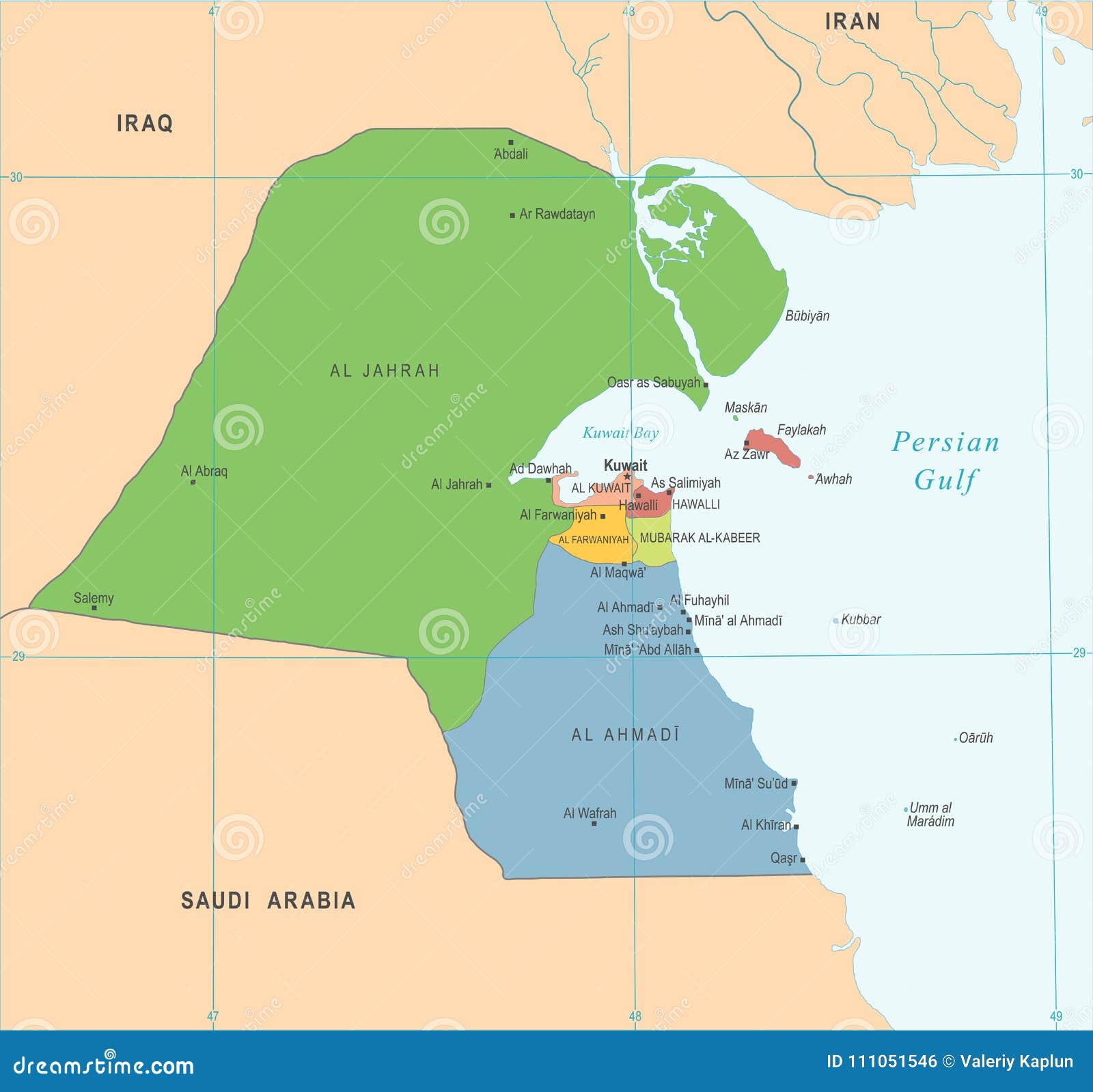 Kuwait Map - Detailed Vector Illustration Stock Illustration ...