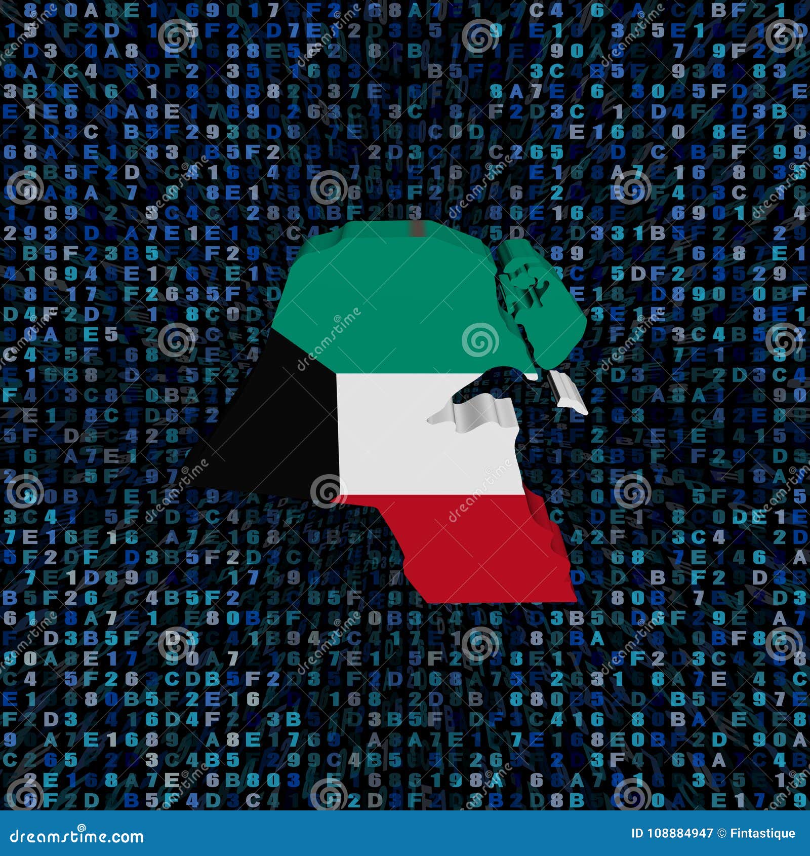Kuwait Map Flag on Hex Code Illustration Stock Illustration ...