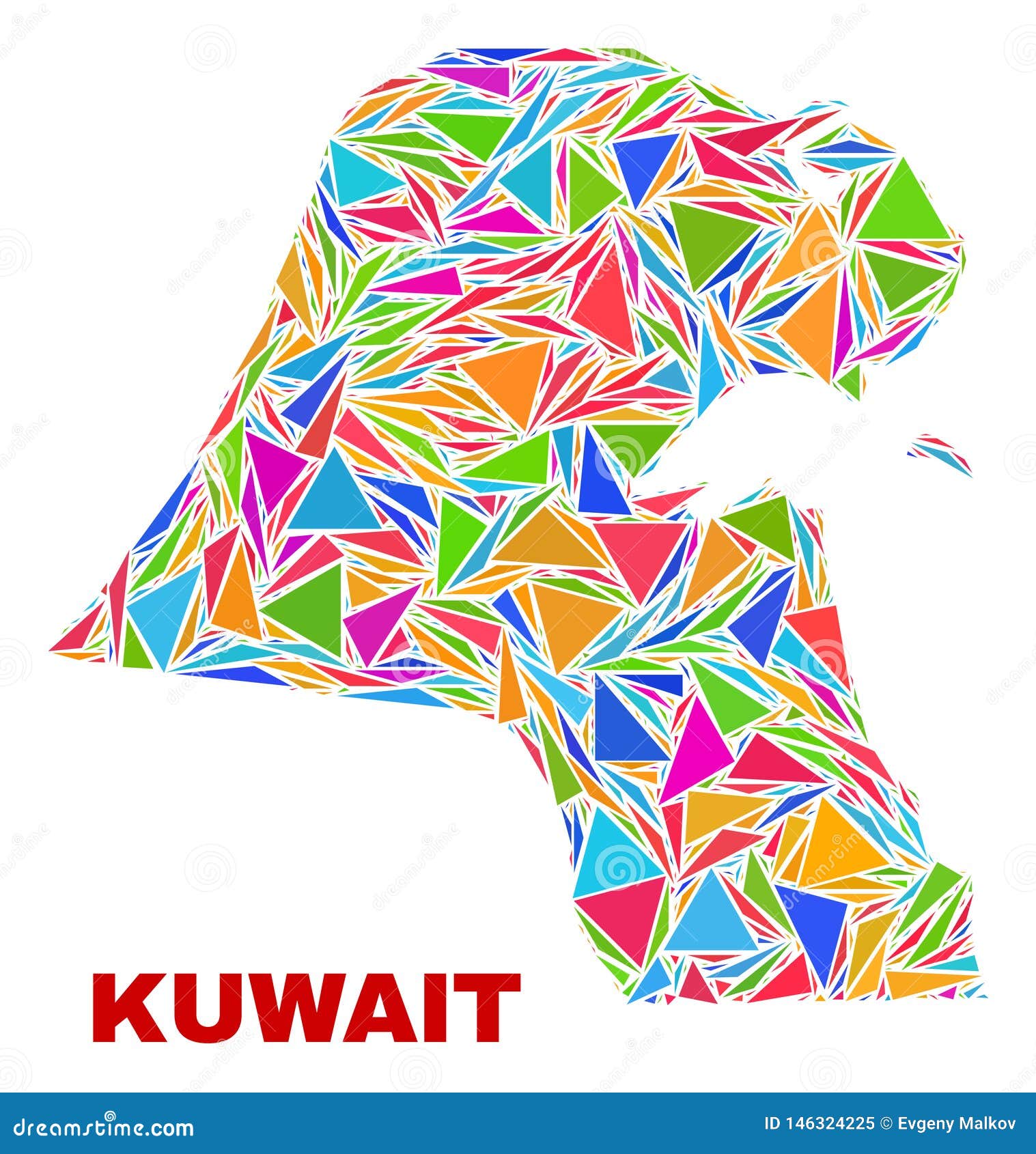 Kuwait Map - Mosaic of Color Triangles Stock Vector - Illustration of ...
