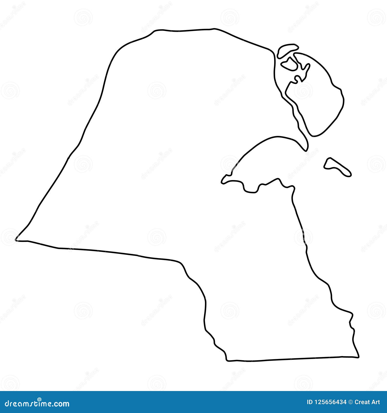 Kuwait Map Outline Vector Illustration Stock Vector - Illustration of ...