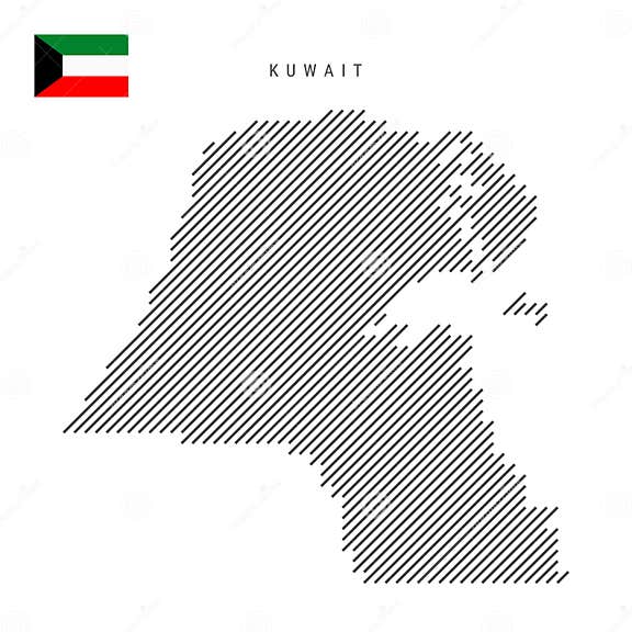 Kuwait Map from Pattern of Black Slanted Parallel Lines. Flat Vector ...
