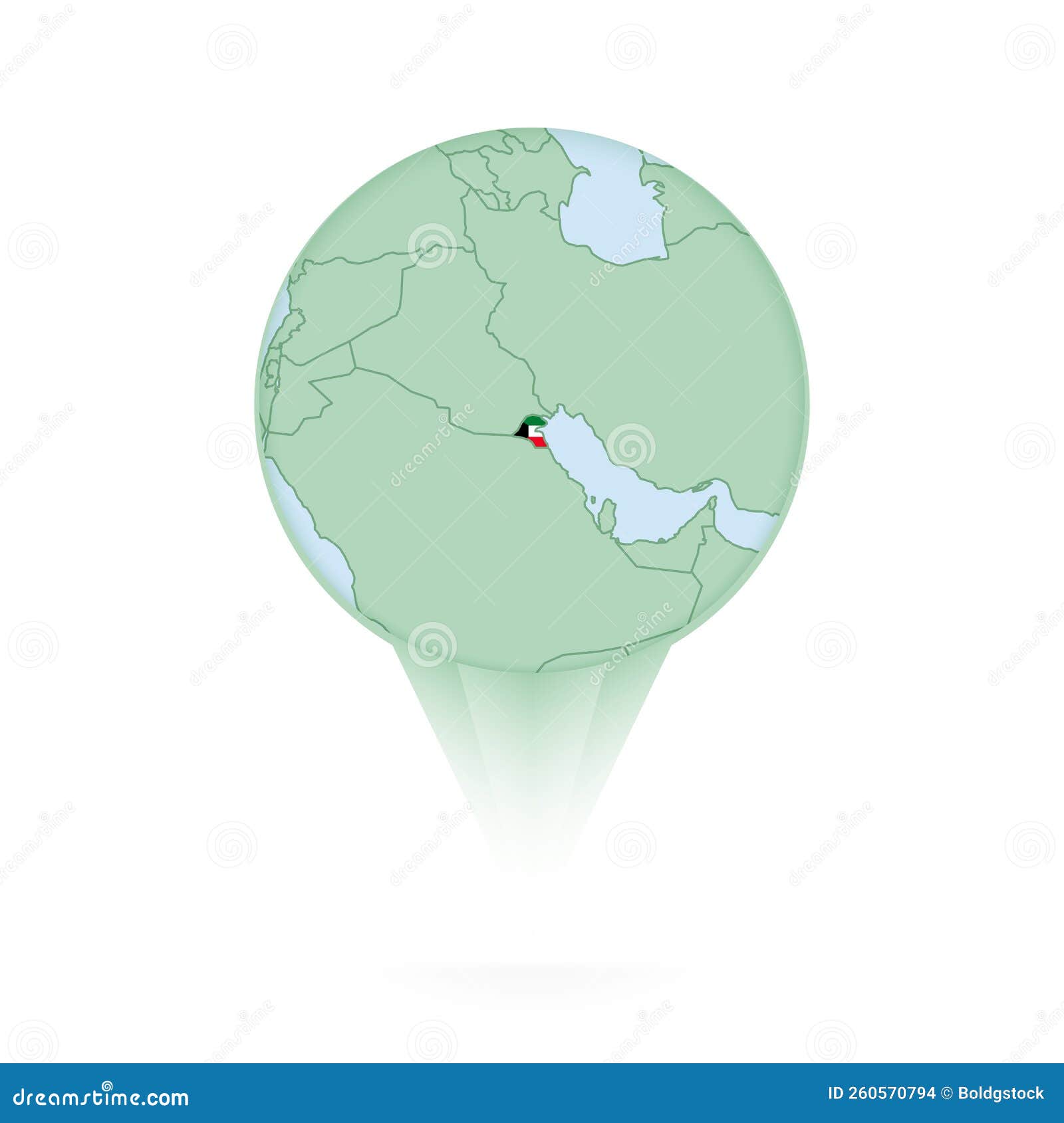 Kuwait Map, Stylish Location Icon with Kuwait Map and Flag Stock Vector ...