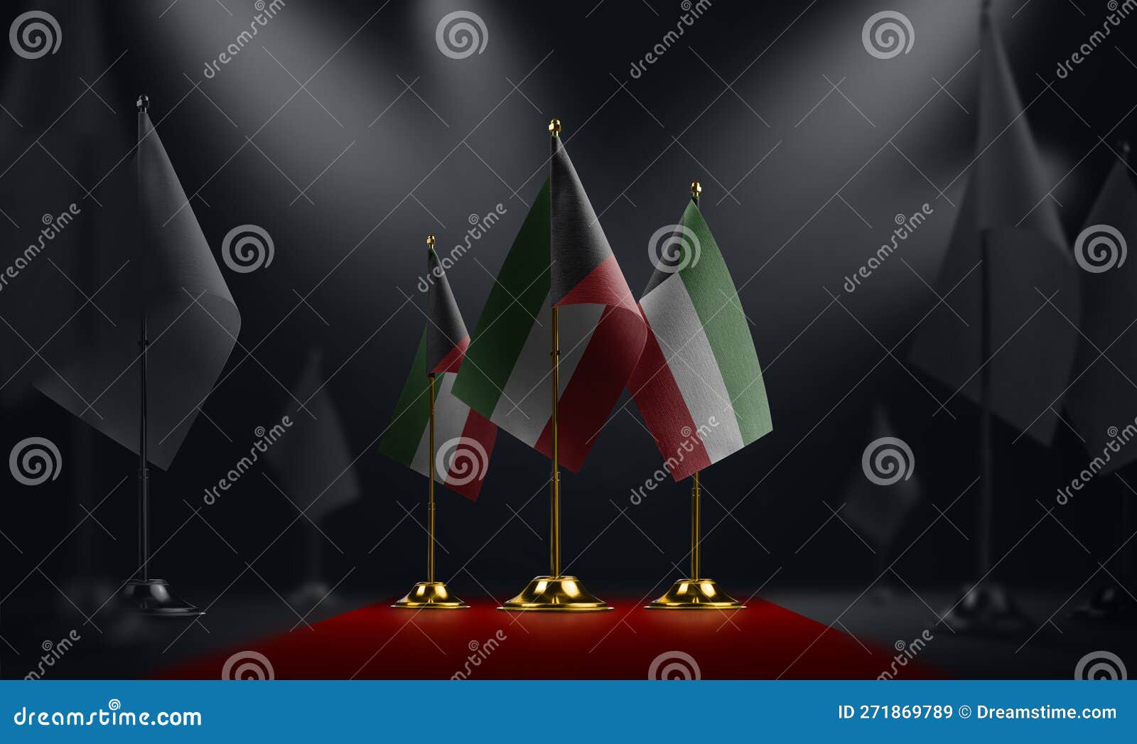 The Kuwait National Flag on the Red Carpet Stock Image - Image of ...