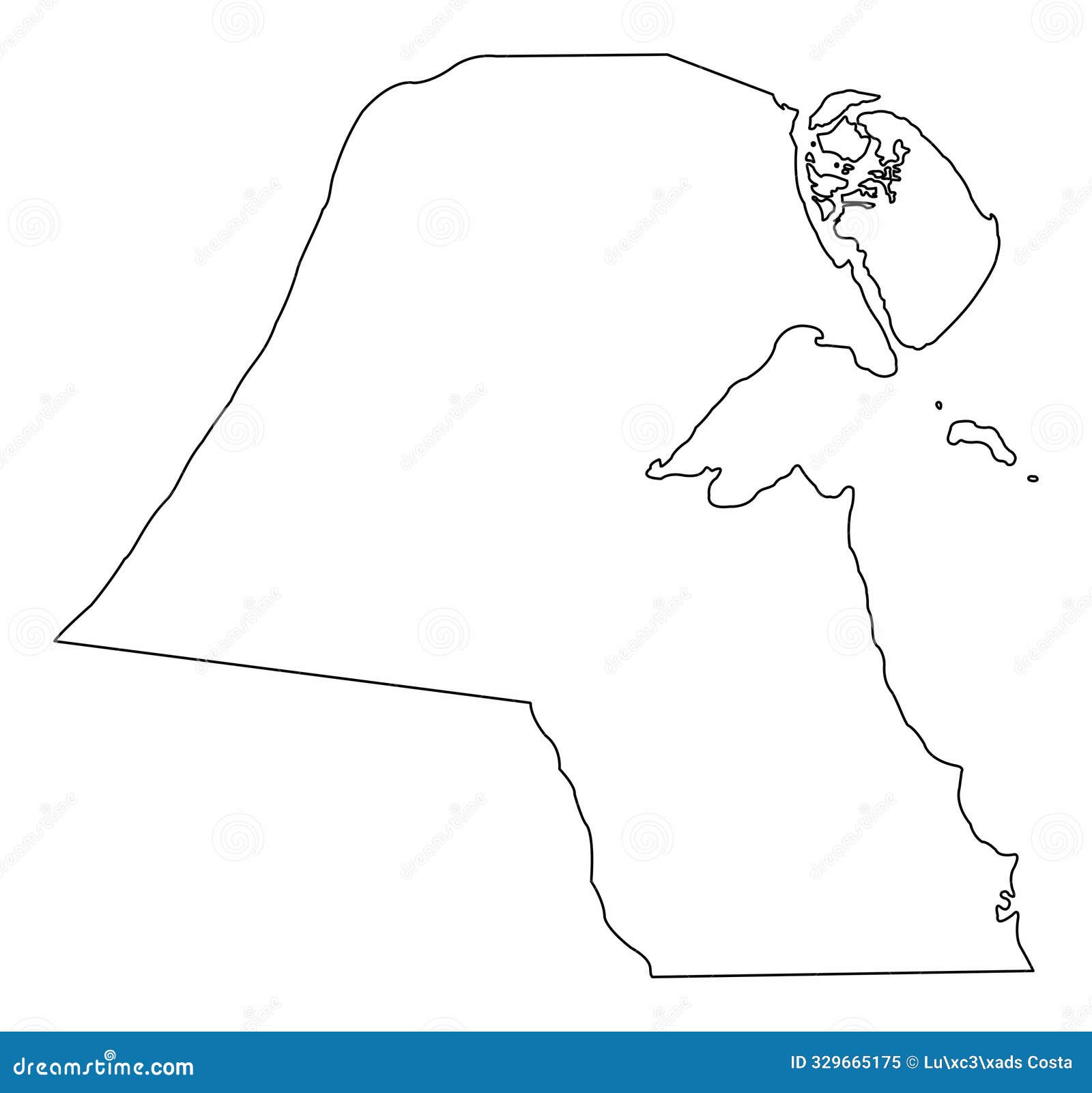 Kuwait Outline Map State Shape Country Borders Cartoon Vector ...