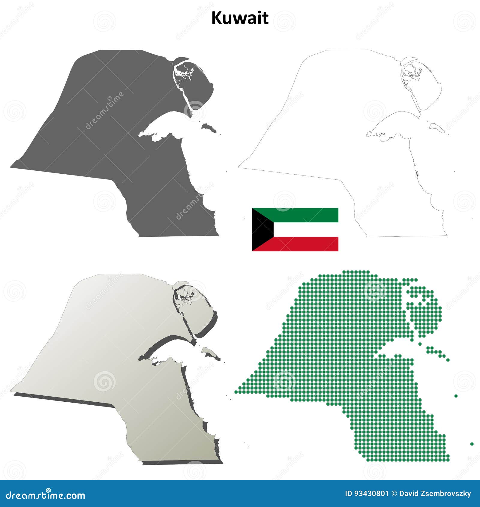 Kuwait outline map set stock vector. Illustration of outline - 93430801