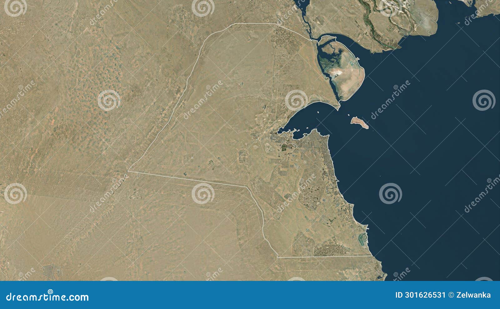 Kuwait Outlined. High-res Satellite Stock Illustration - Illustration ...