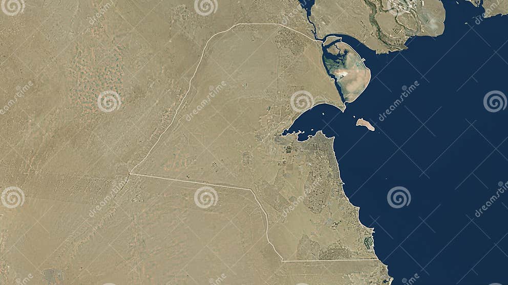 Kuwait Outlined. Low-res Satellite Stock Illustration - Illustration of ...