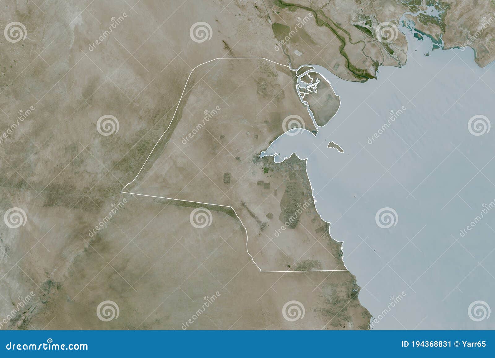 Kuwait outlined. Satellite stock illustration. Illustration of asia ...