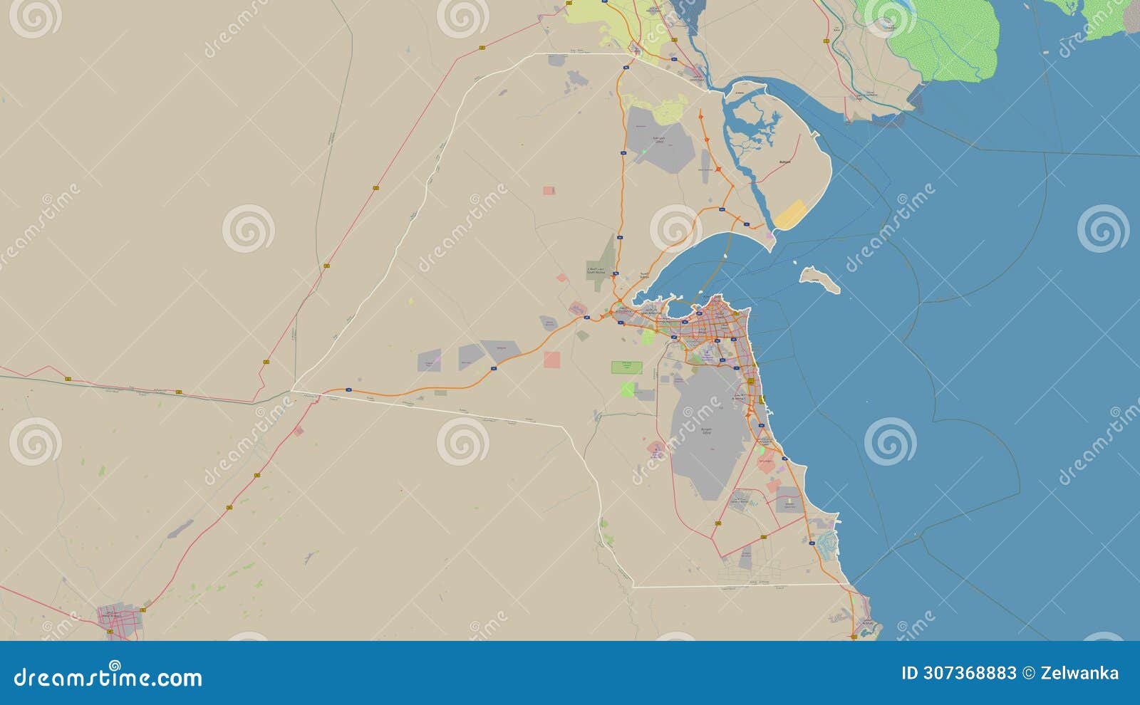 Kuwait Outlined. Topo German Stock Illustration - Illustration of ...