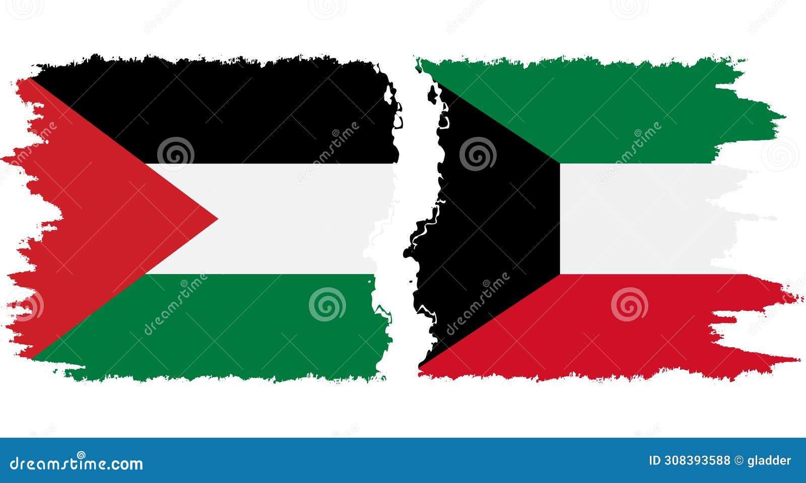 Kuwait and Palestine Grunge Flags Connection Vector Stock Vector ...