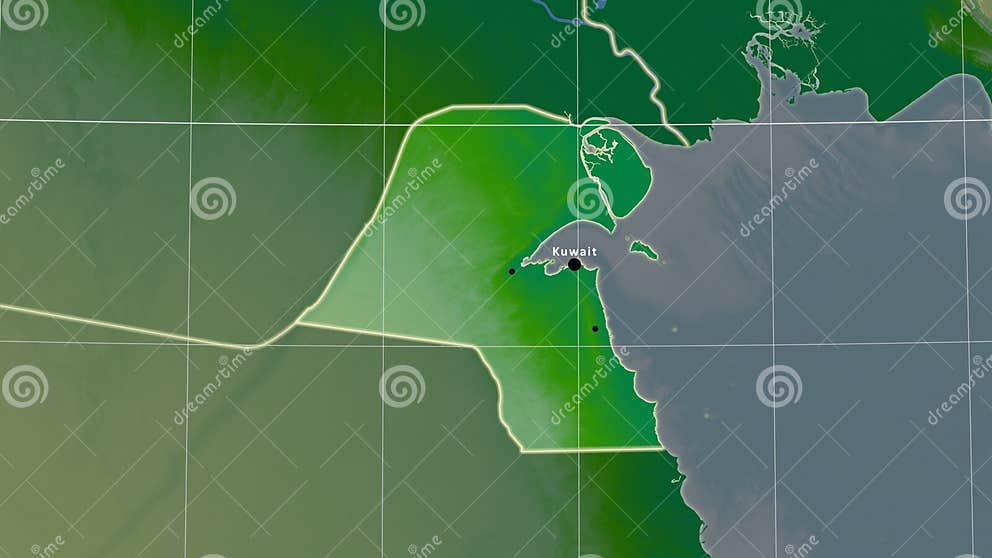 Kuwait - Physical. Composition, Borders Stock Illustration ...