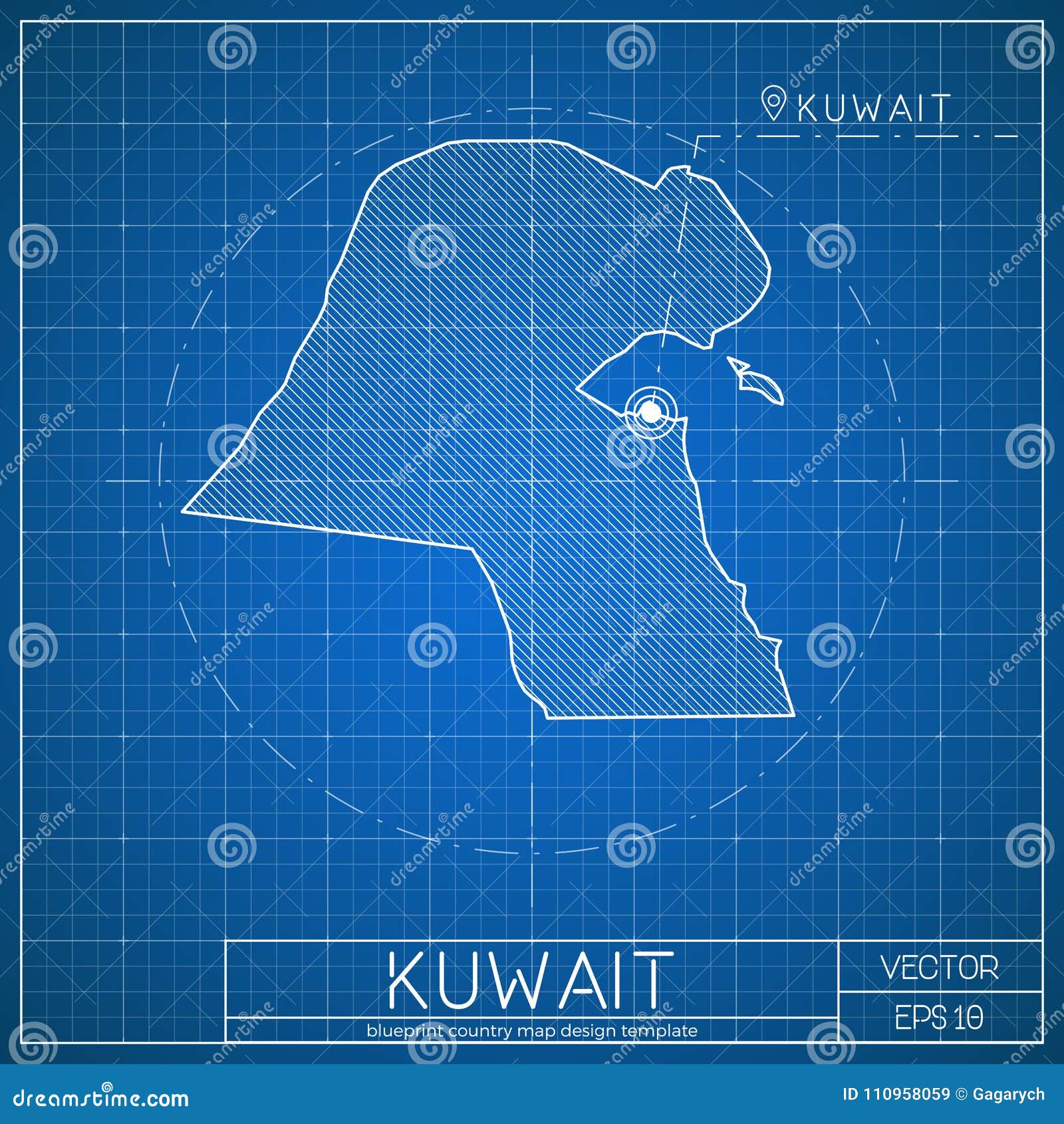 Kuwait-Plankartenschablone Mit Hauptstadt Vektor Abbildung ...