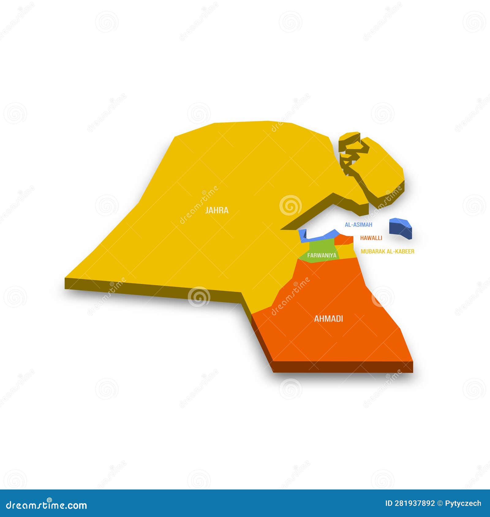 Kuwait Political Map of Administrative Divisions Stock Illustration ...