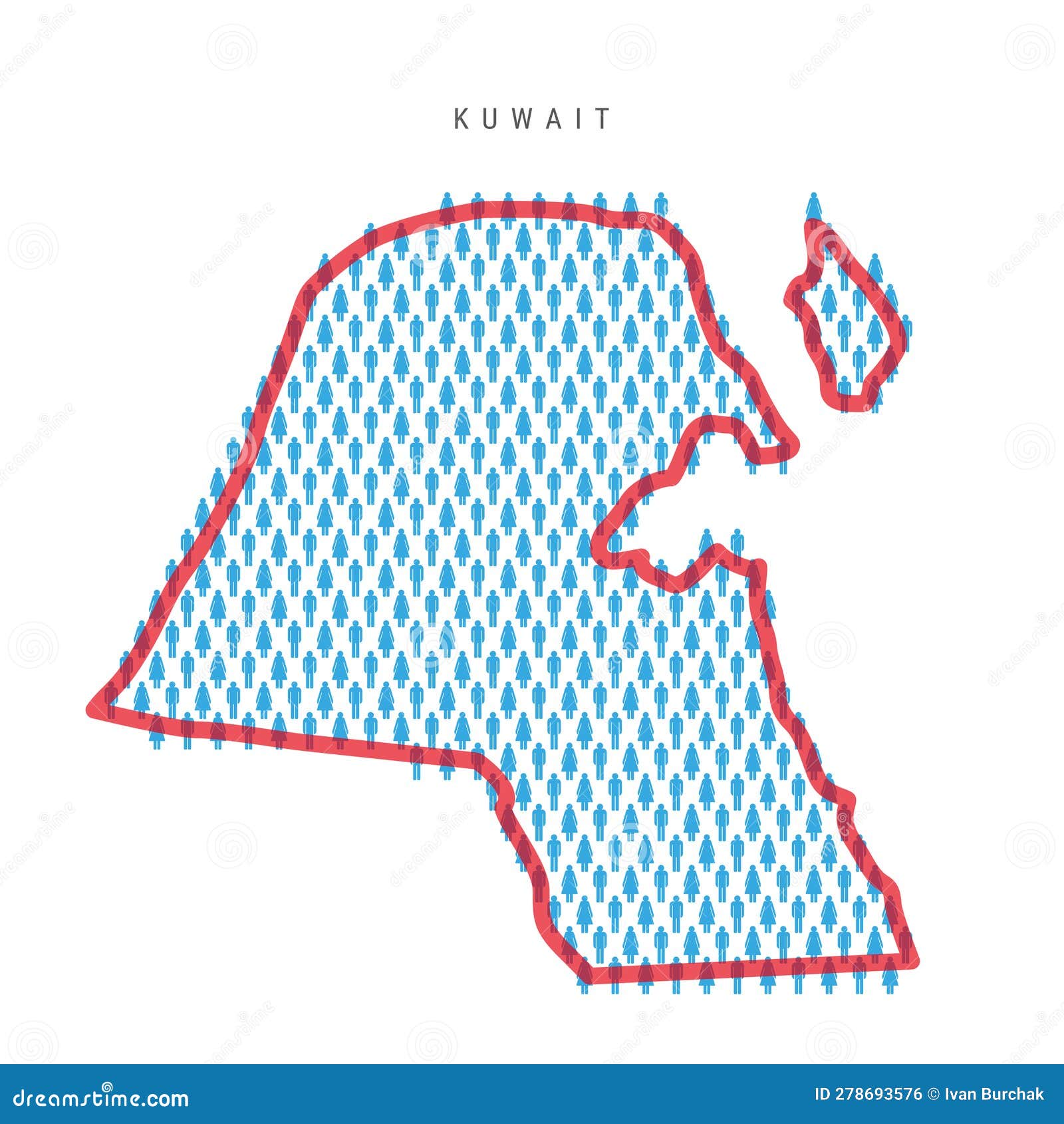 Kuwait Population Map. Stick Figures Kuwaiti People Map. Pattern Of Men ...