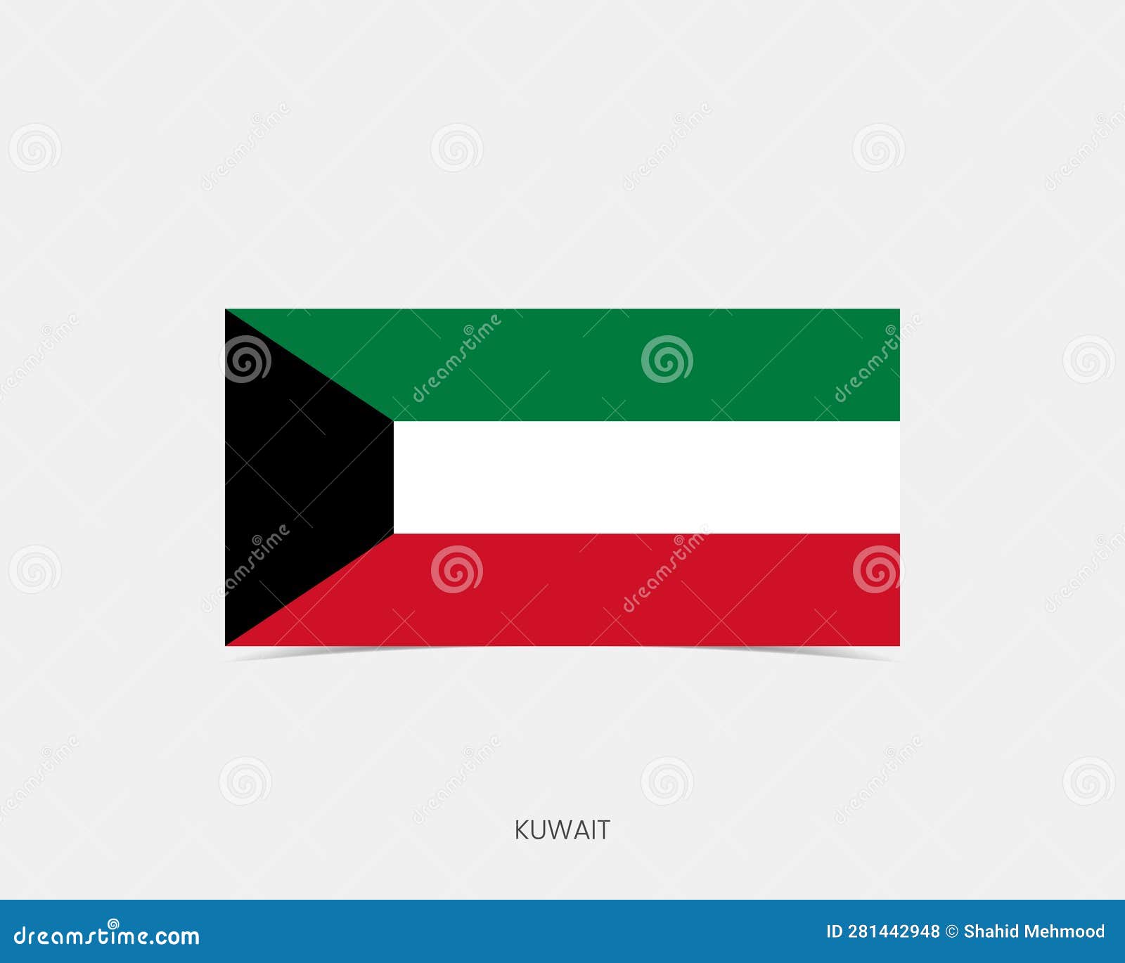 Kuwait Rectangle Flag Icon with Shadow Stock Vector - Illustration of ...