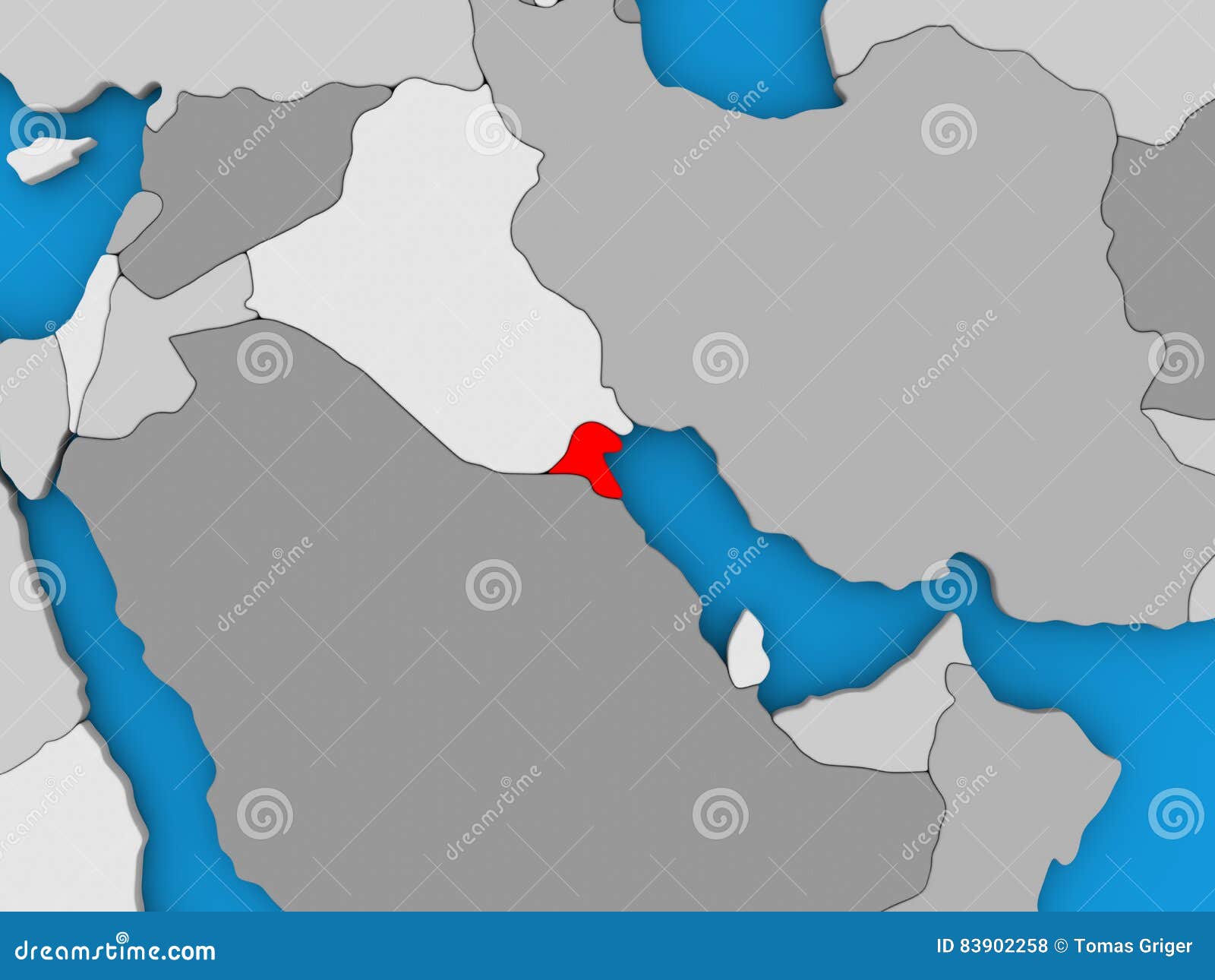 Kuwait in red on globe stock illustration. Illustration of country ...