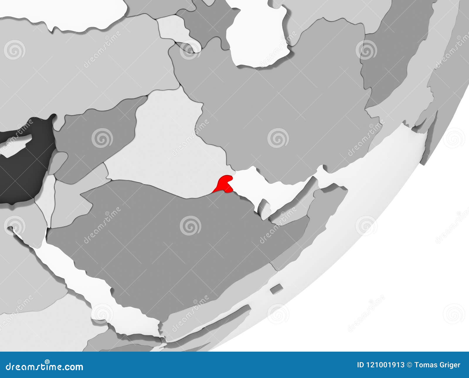 Kuwait in red on grey map stock illustration. Illustration of symbol ...