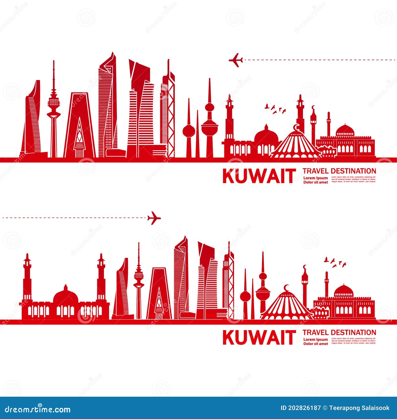 Kuwait Travel Destination Grand Vector Illustration. Stock Vector ...