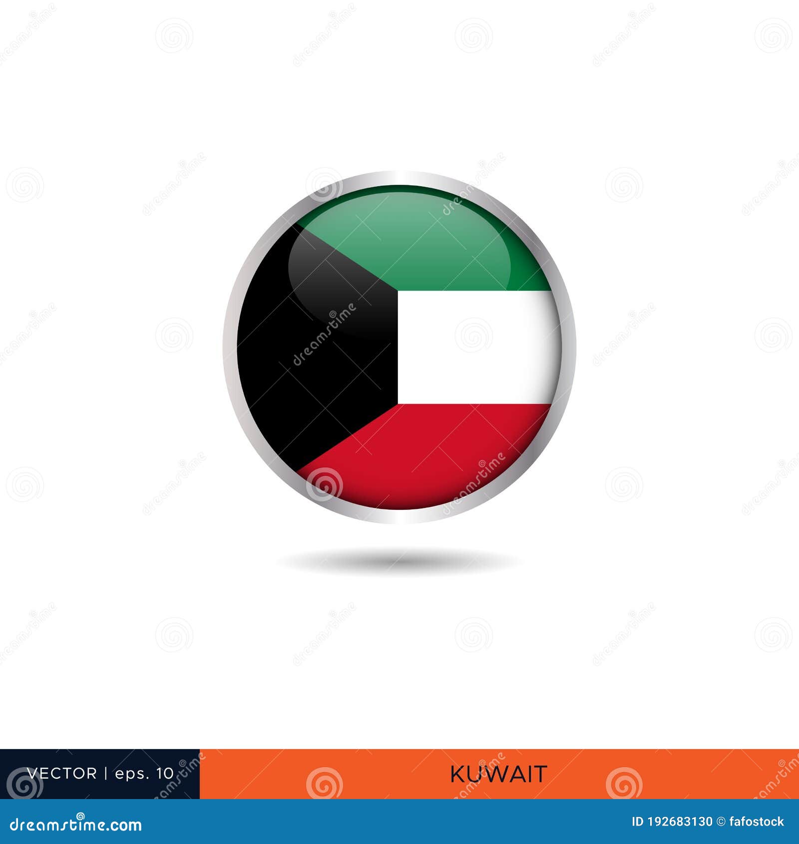 Kuwait Round Flag Vector Design. Stock Vector - Illustration of glossy ...