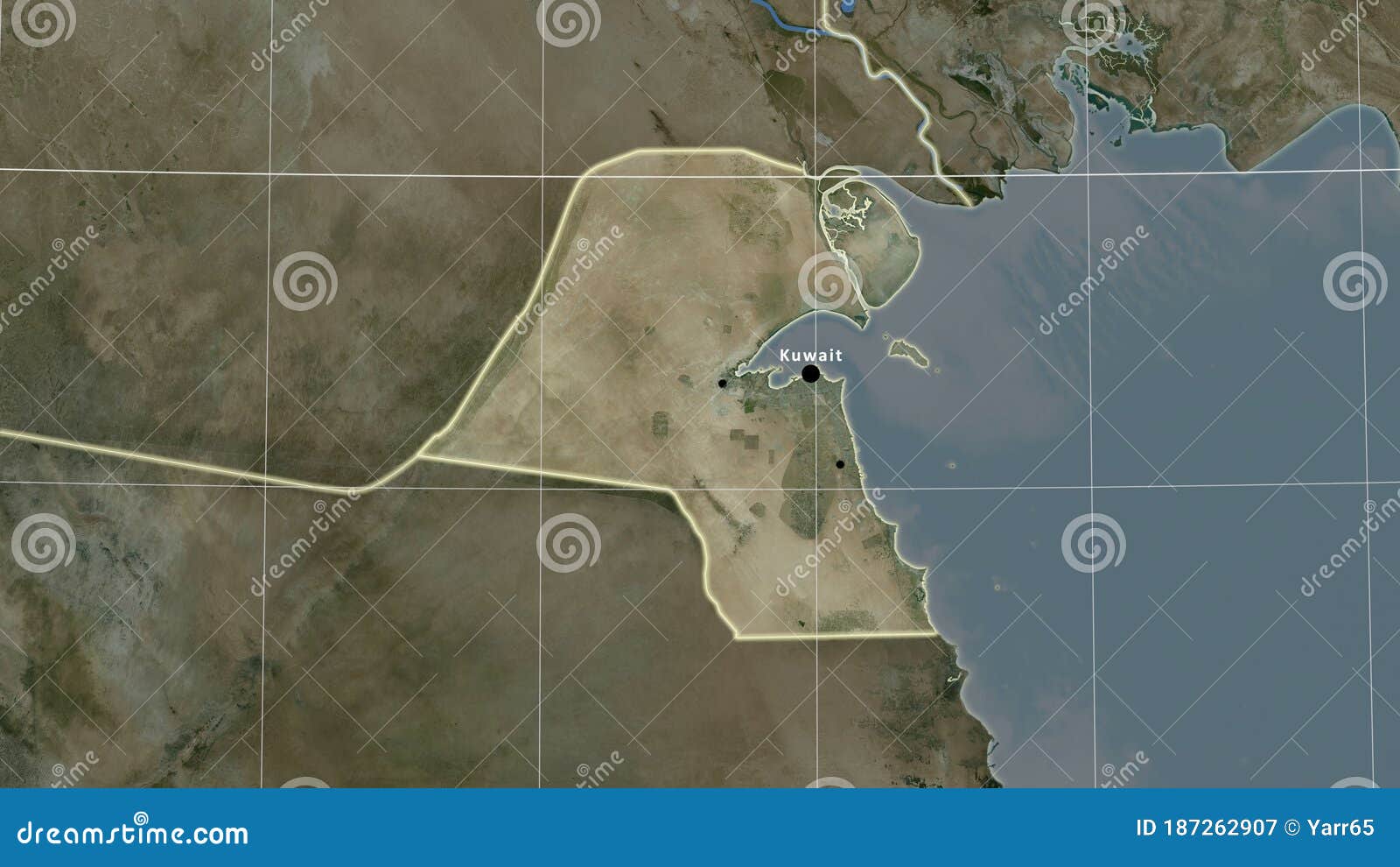 Kuwait - Satellite. Composition, Borders Stock Illustration ...