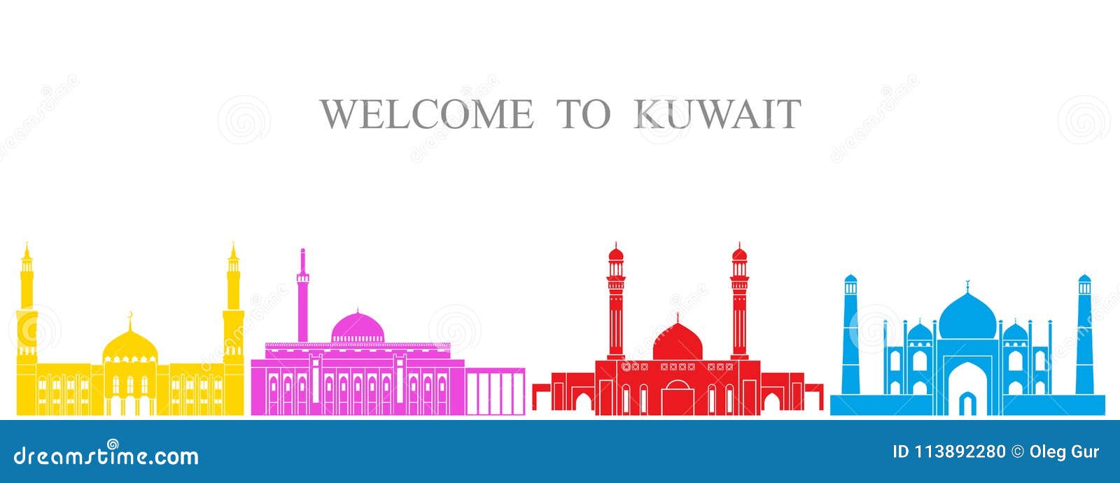 Kuwait Set. Isolated Kuwait Architecture on White Background Stock ...