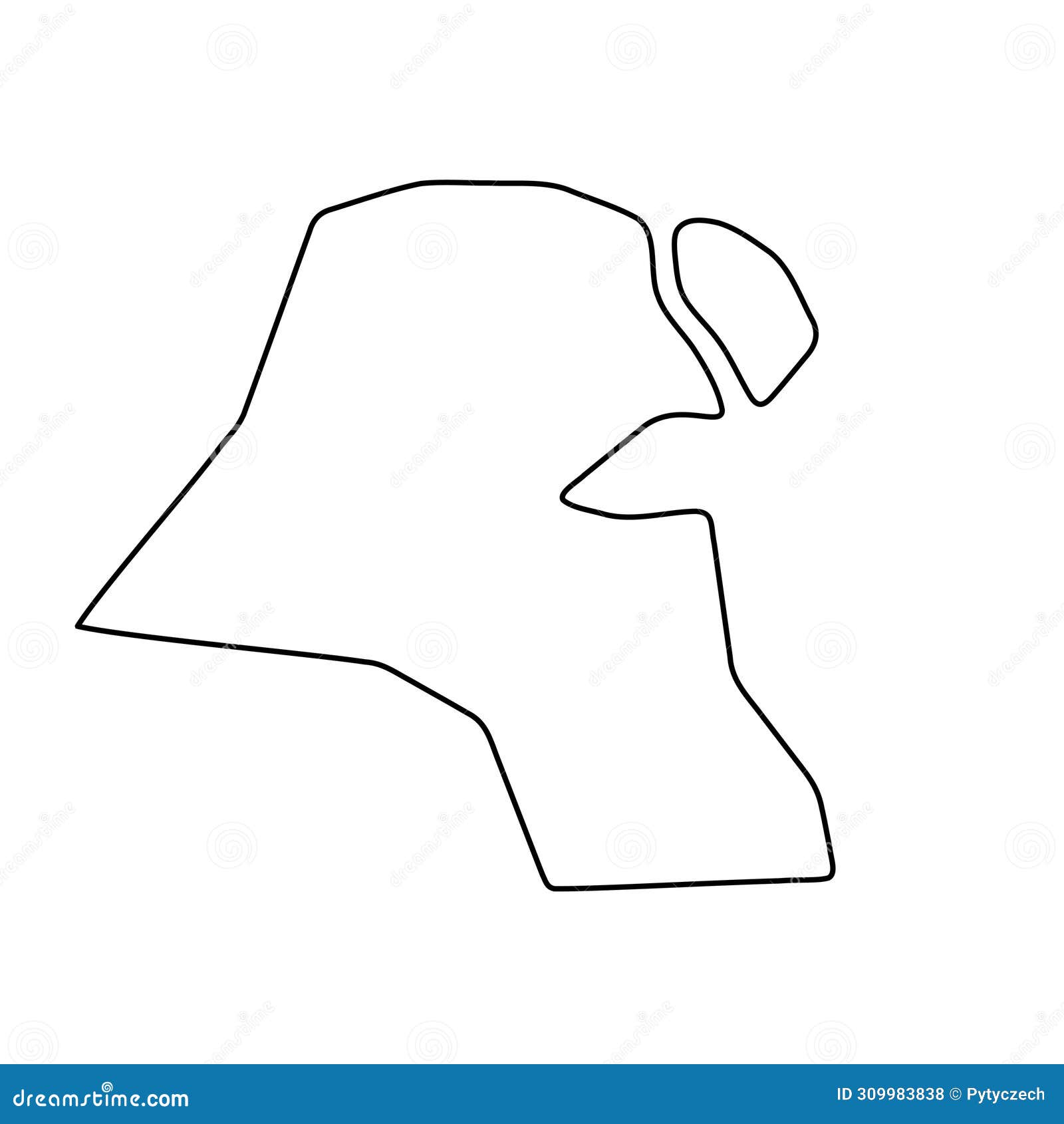 Kuwait Simplified Vector Outline Map Stock Vector - Illustration of ...