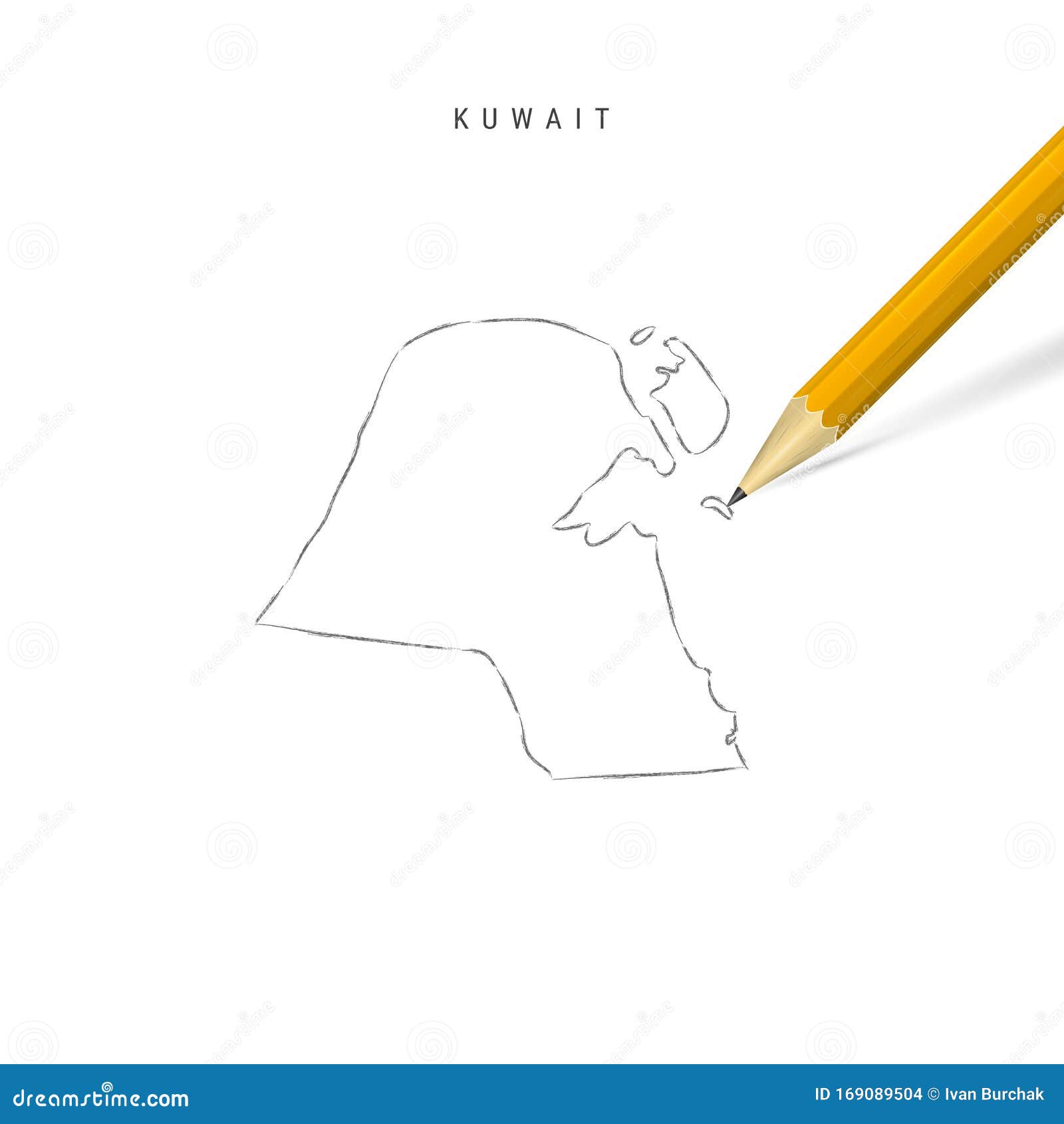 Kuwait Freehand Sketch Outline Vector Map Isolated on White Background ...