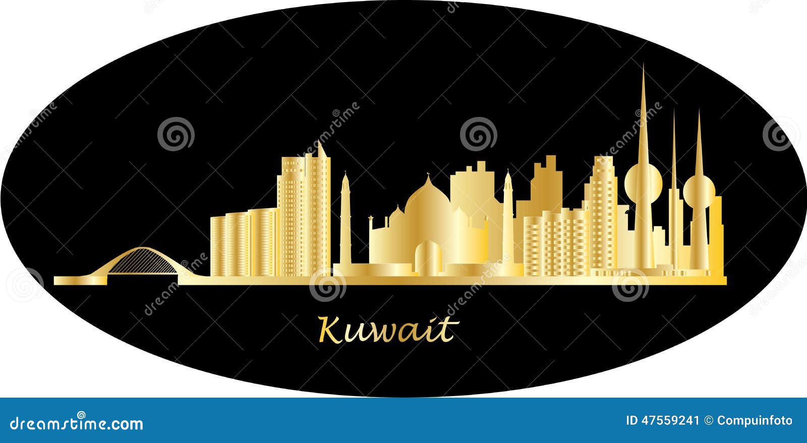 Kuwait Skyline And Landmarks Silhouette Cartoon Vector | CartoonDealer ...