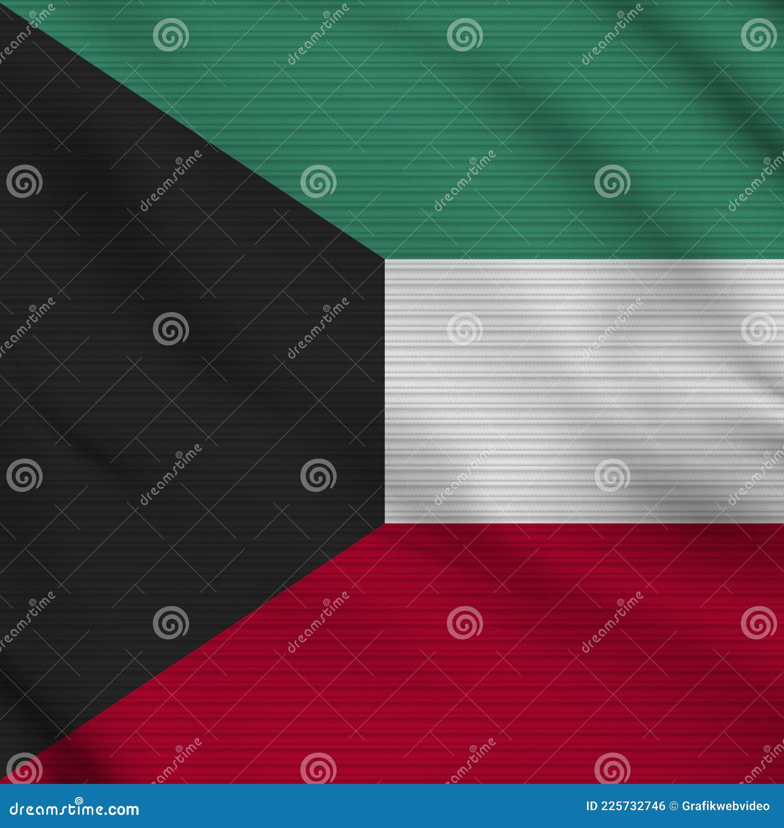Kuwait Square Realistic Flag Fabric Texture Effect Illustration Stock ...