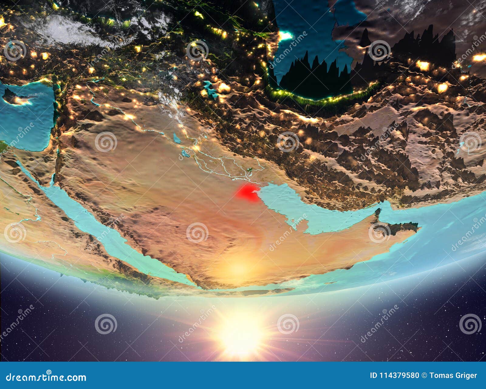 Kuwait with sun stock illustration. Illustration of earth - 114379580