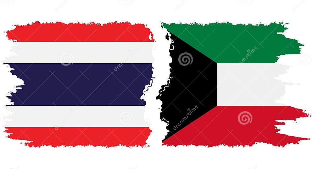 Kuwait and Thailand Grunge Flags Connection Vector Stock Vector ...