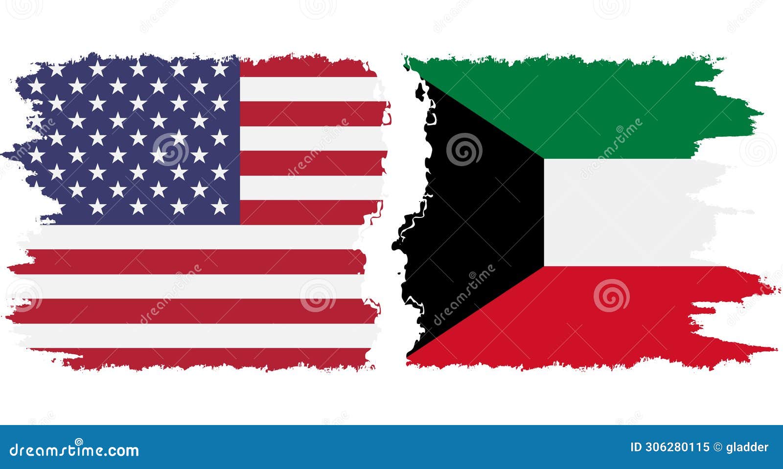 Kuwait and USA Grunge Flags Connection Vector Stock Vector ...
