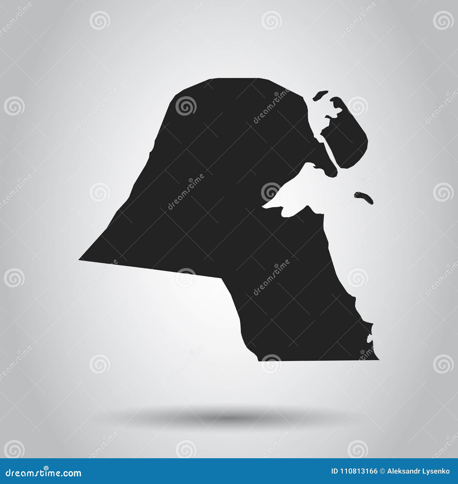 Kuwait Vector Map Isolated On White Background. High-Detailed Black ...